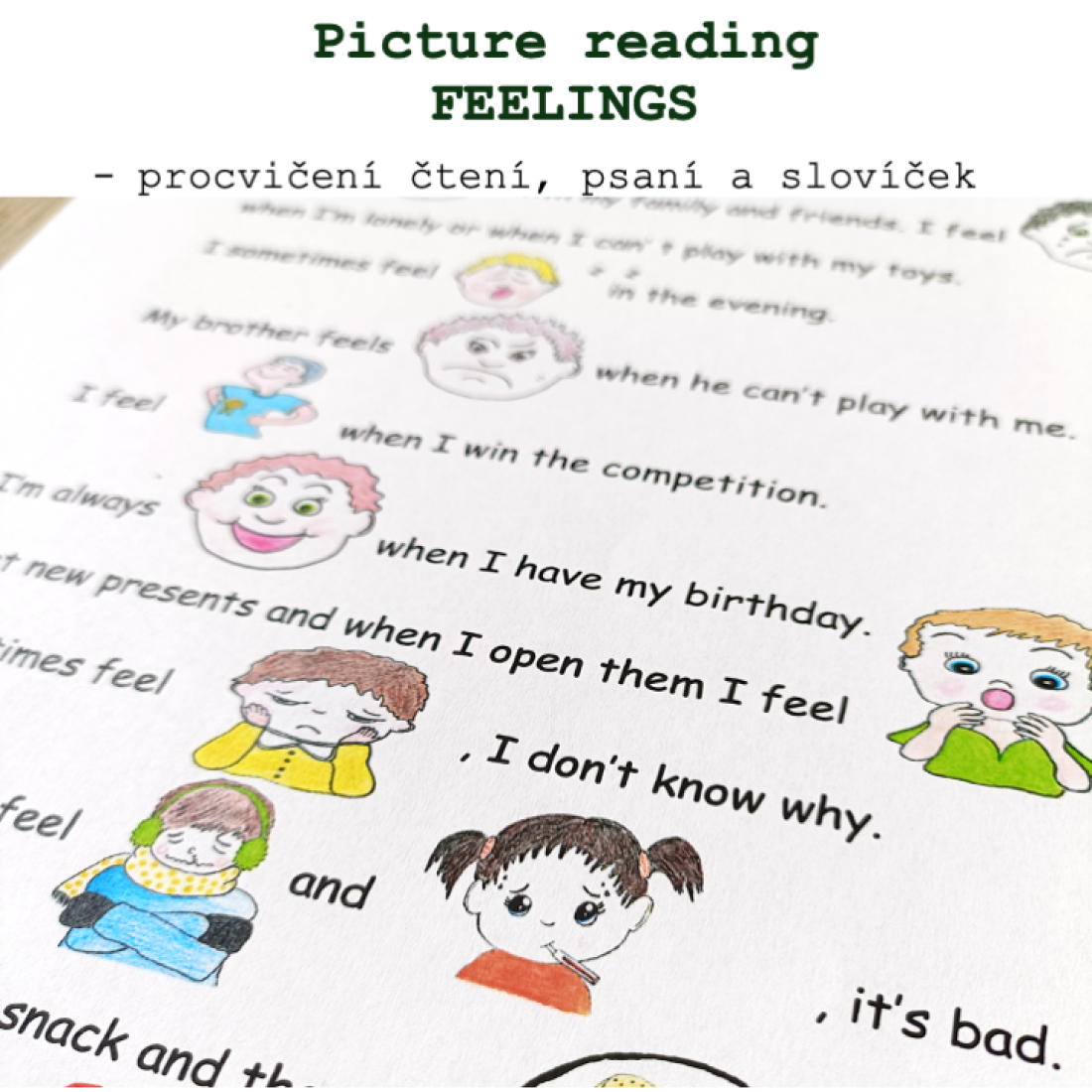 Picture reading Feelings | Učitelnice