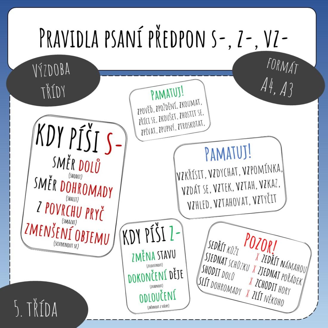 Pravidla psaní předpon s-, z-, vz- | Učitelnice
