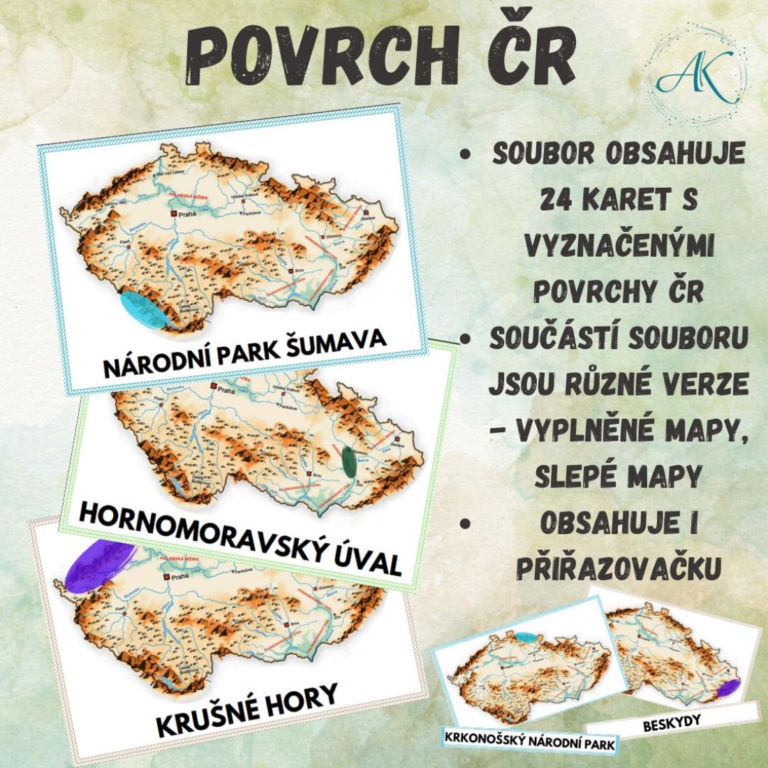 Pohoří (povrch) ČR | Učitelnice