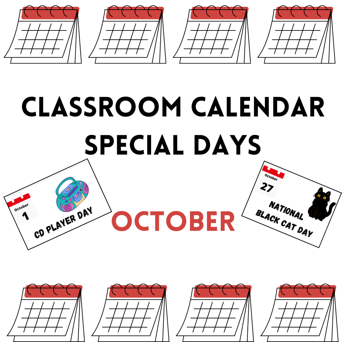 Materiál - Classroom calendar - October (special days)