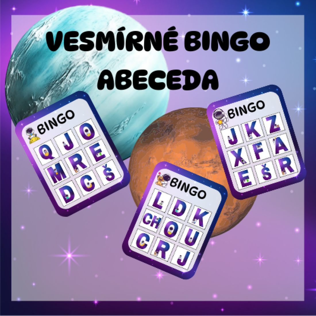 Materiál - Abeceda - vesmírné bingo