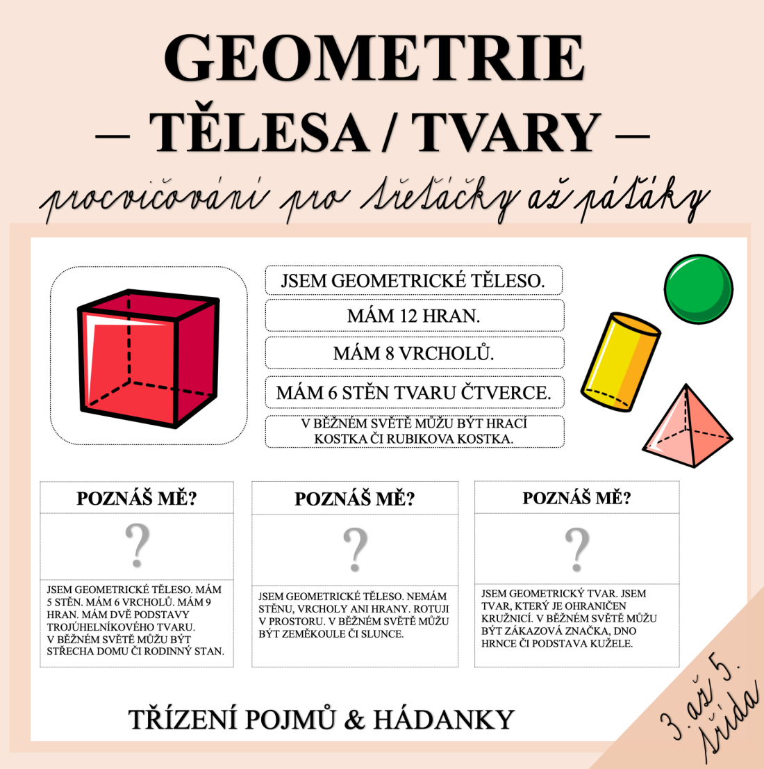 GEOMETRICKÉ TVARY A TĚLESA | Učitelnice