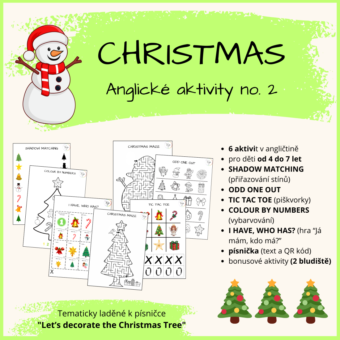 CHRISTMAS - Anglické aktivity k písničce "Let's decorate the Christmas ...