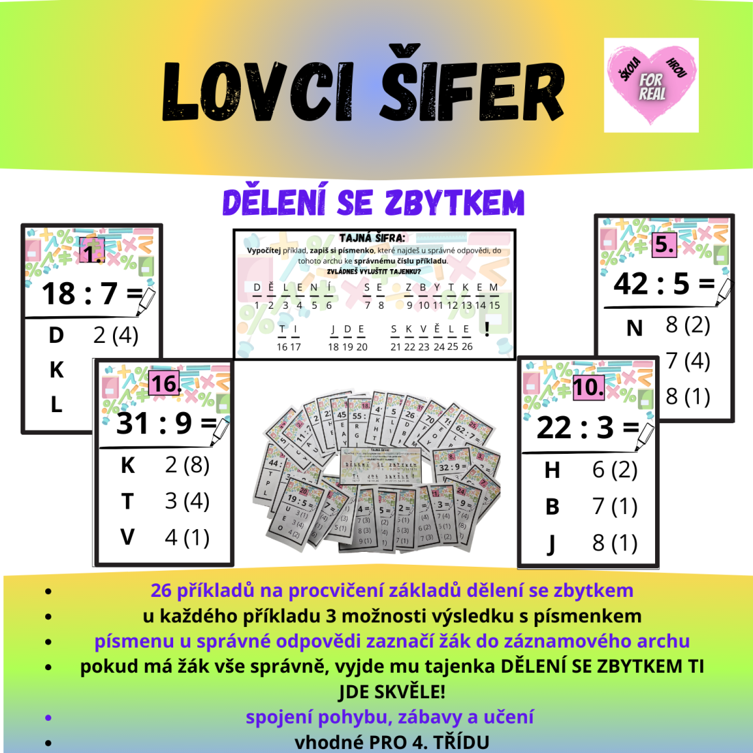 Lovci šifer - dělení se zbytkem | Učitelnice