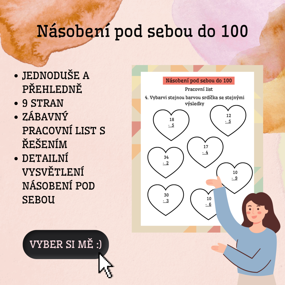 Matematika - násobení pod sebou do 100 | Učitelnice