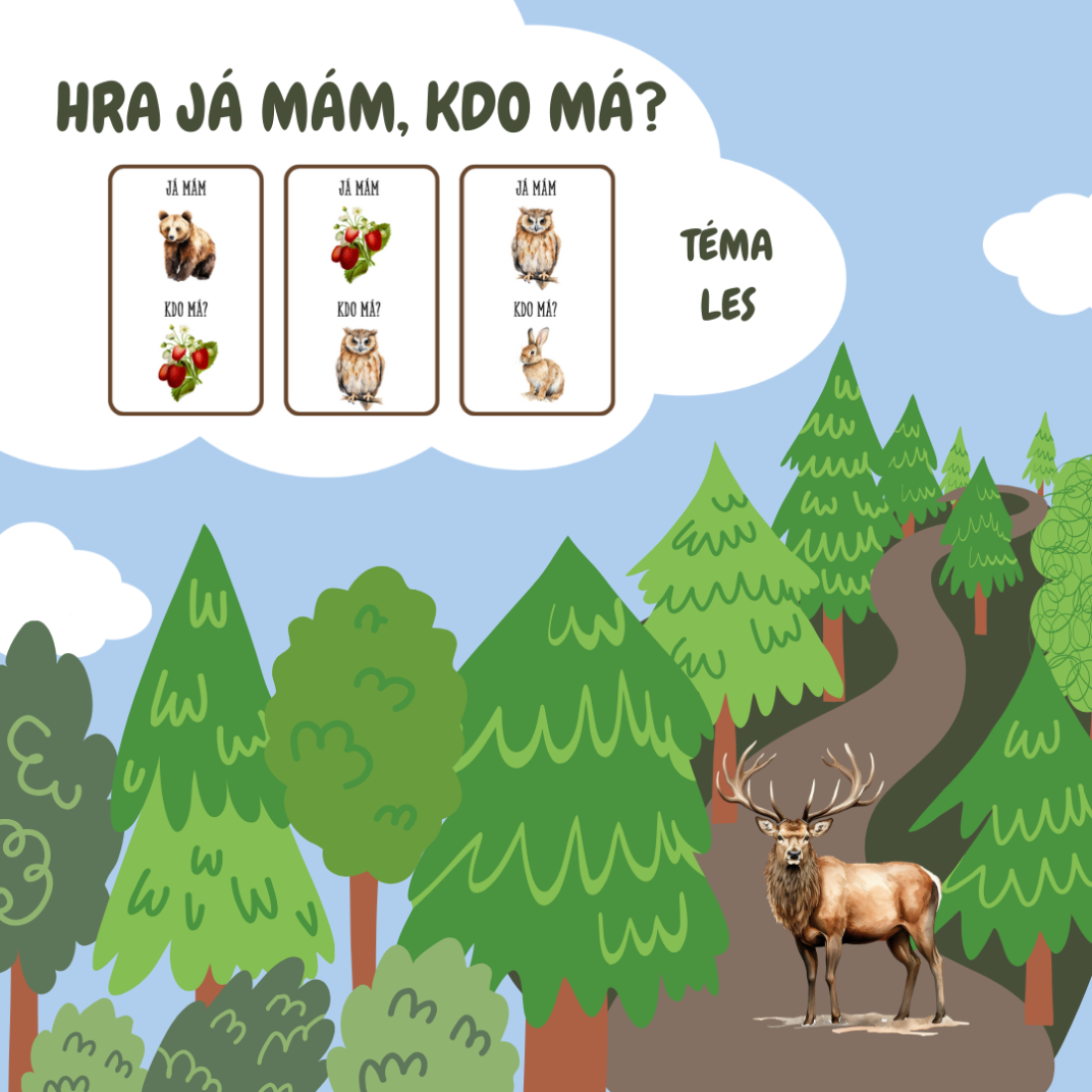 Materiál - Karetní hra - Já mám, kdo má (téma les)