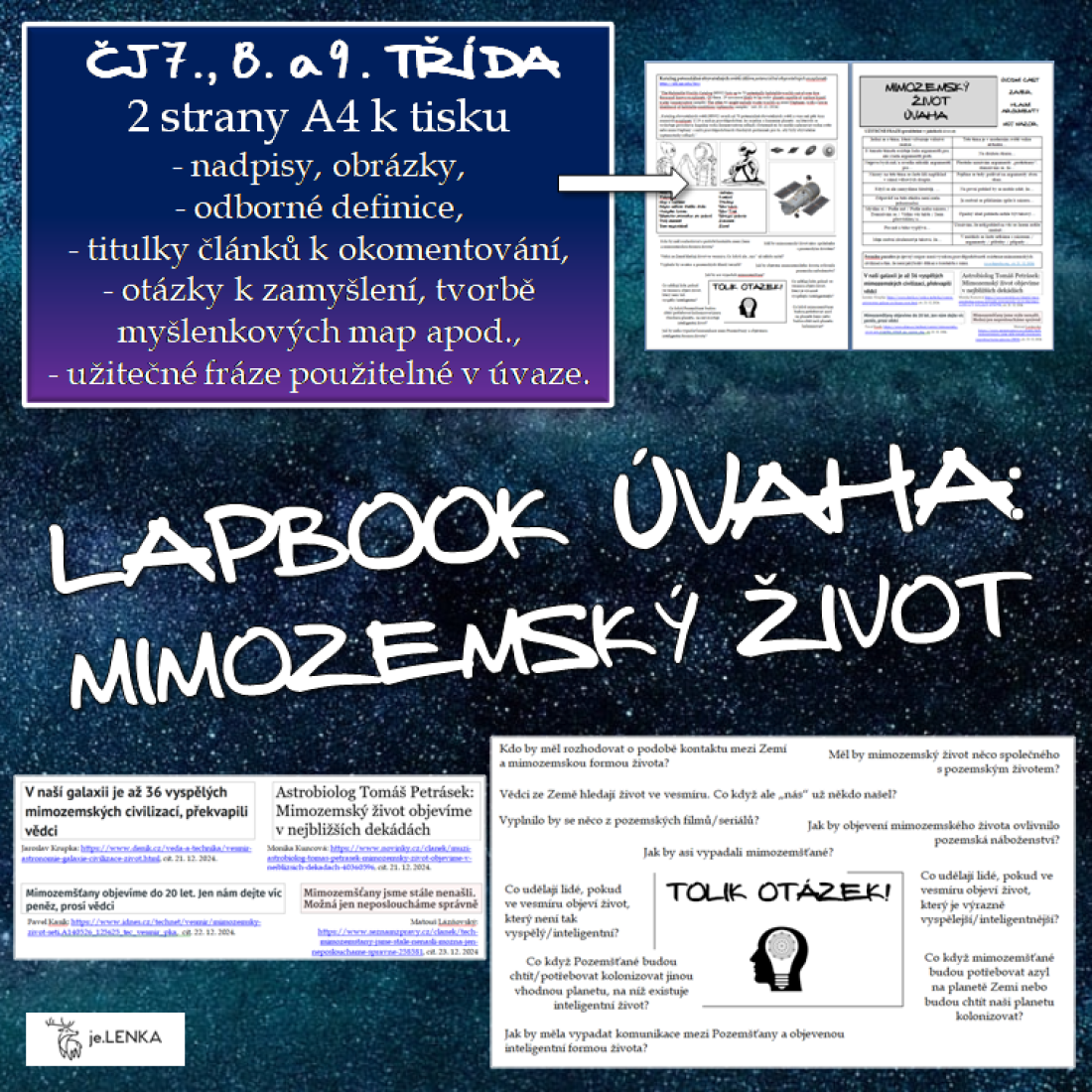 Materiál - LAPBOOK úvaha: Mimozemský život
