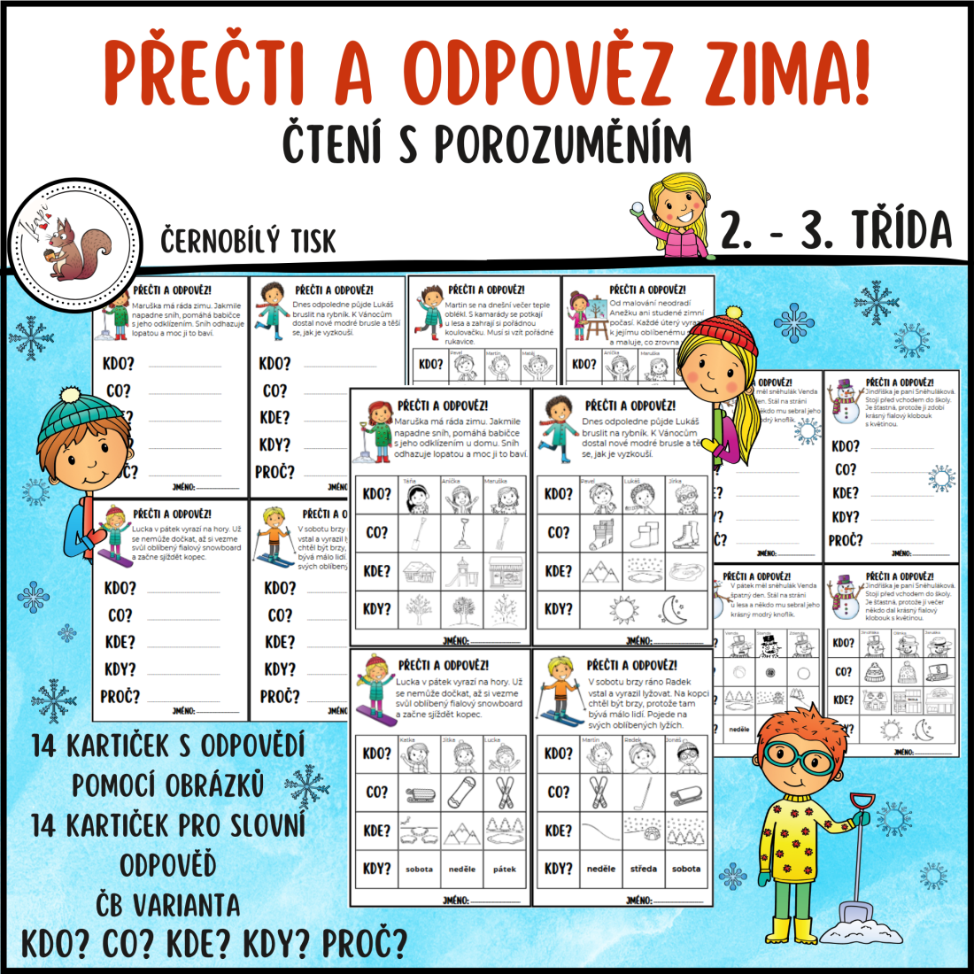 Čtení s porozuměním - Přečti a odpověz ZIMA! | Učitelnice