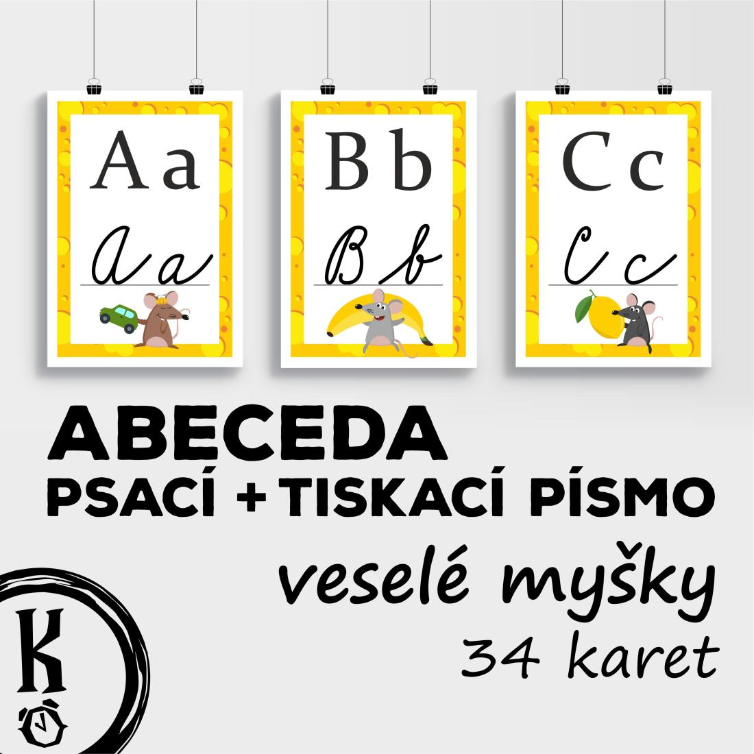 Abeceda psací + tiskací písmo veselé myšky | Učitelnice