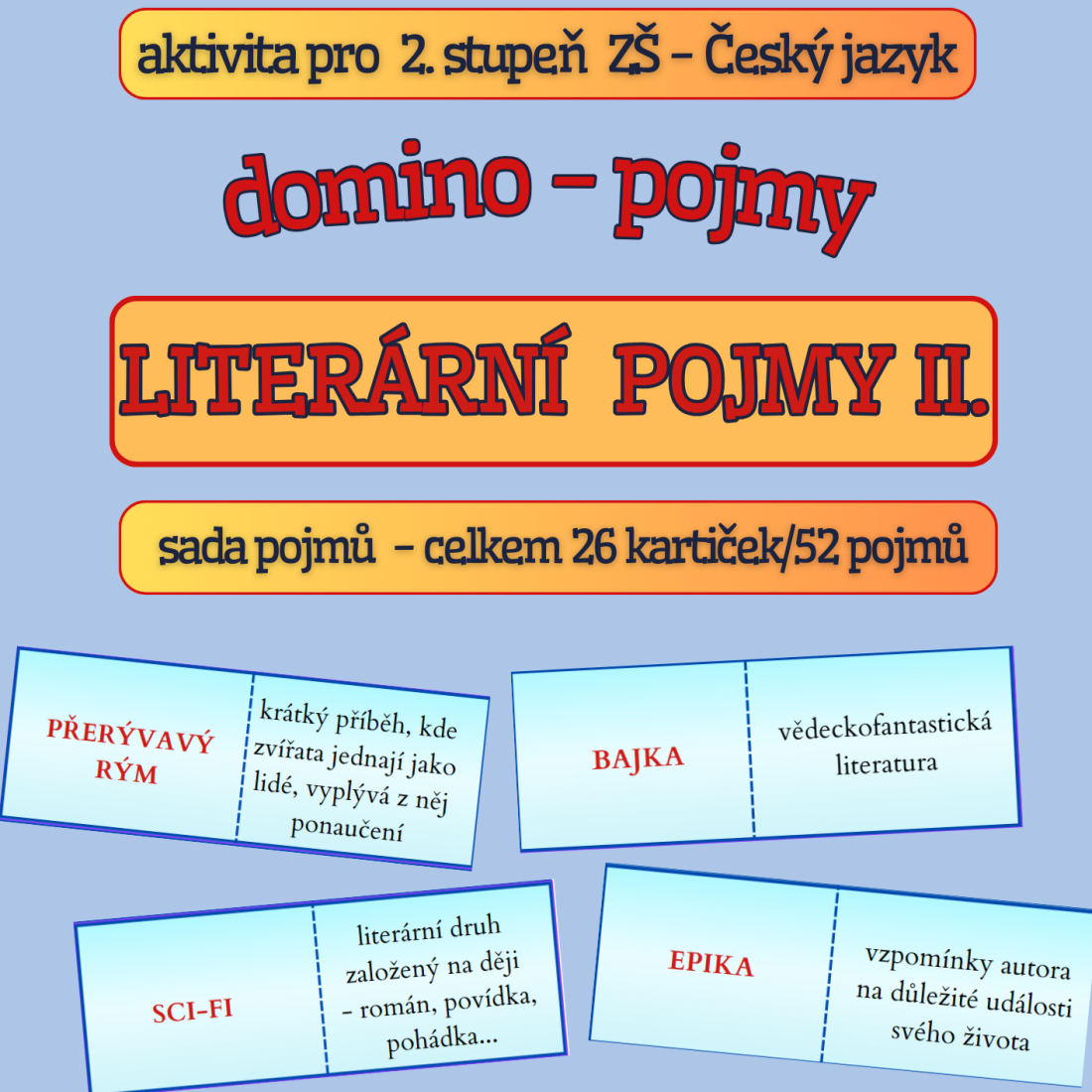 Materiál - domino LITERÁRNÍ POJMY II.