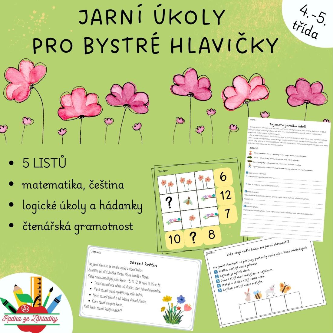 Jarní úkoly pro bystré hlavičky | Učitelnice