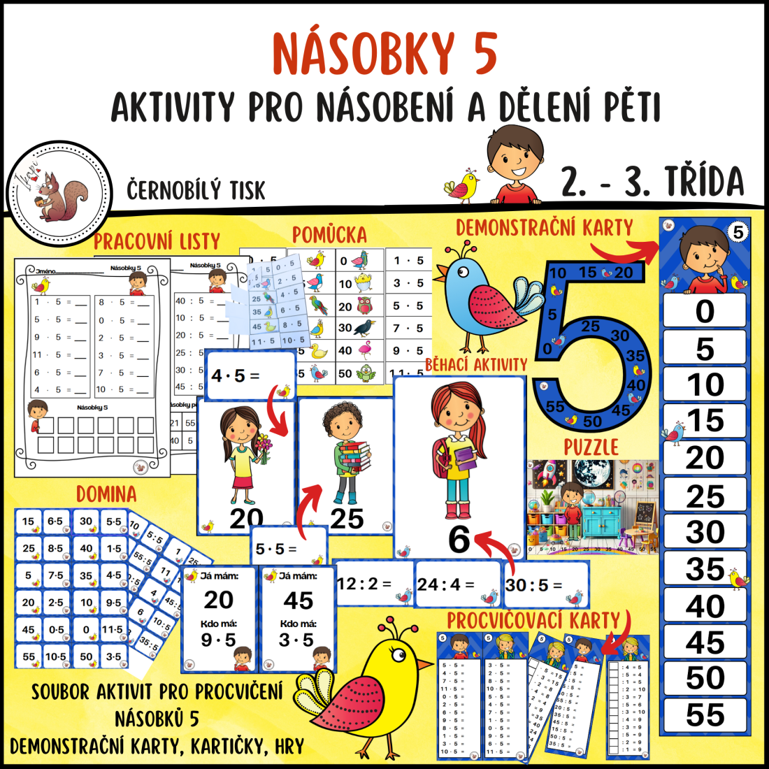 Násobky 5 - malá násobilka | Učitelnice