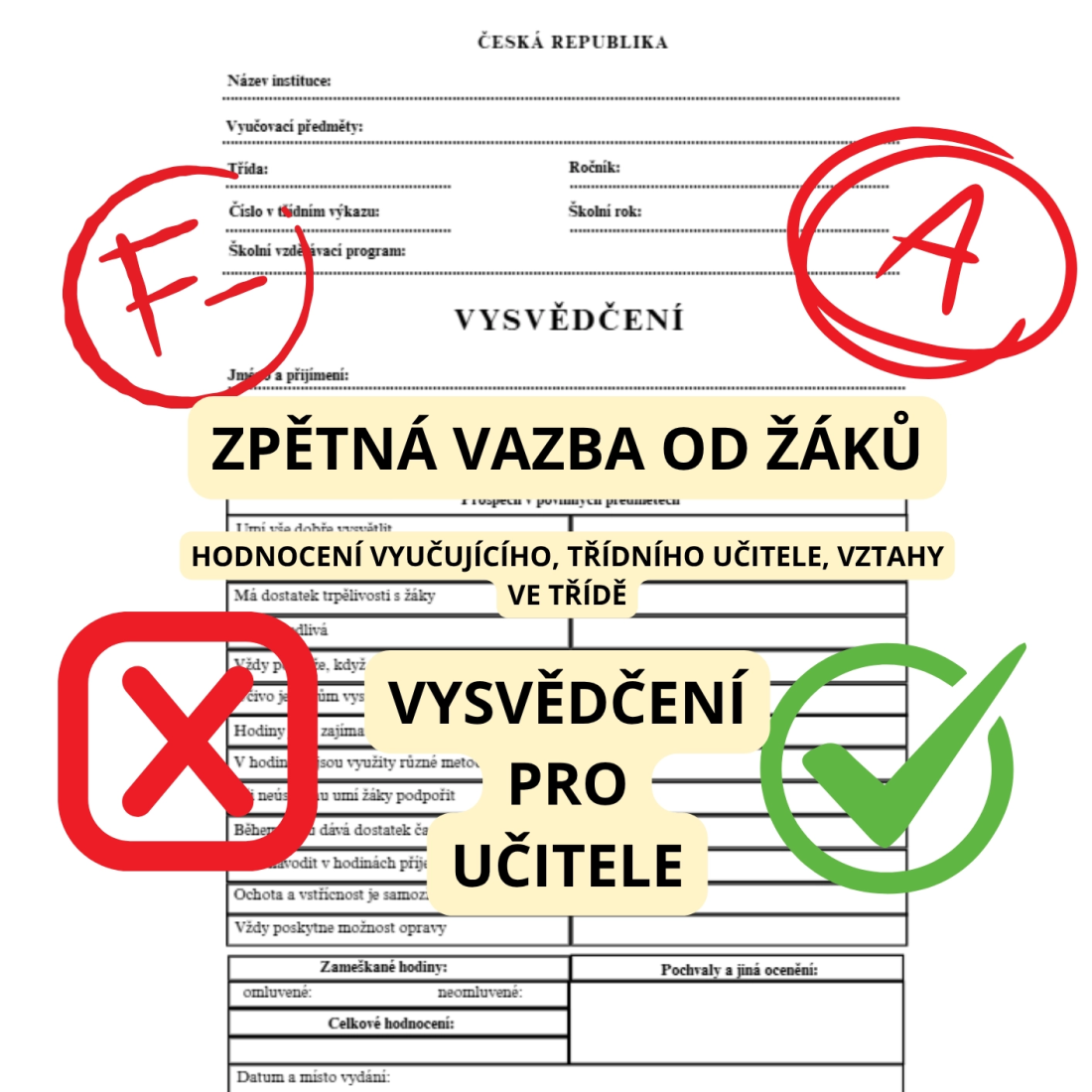 Zpětná vazba - vysvědčení pro učitele | Učitelnice