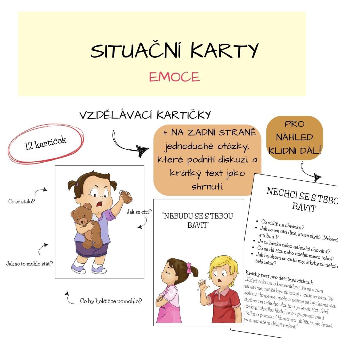 Situační karty - emoce | Učitelnice