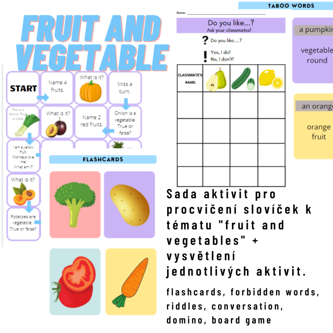 Sada aktivit - fruit and vegetable | Učitelnice