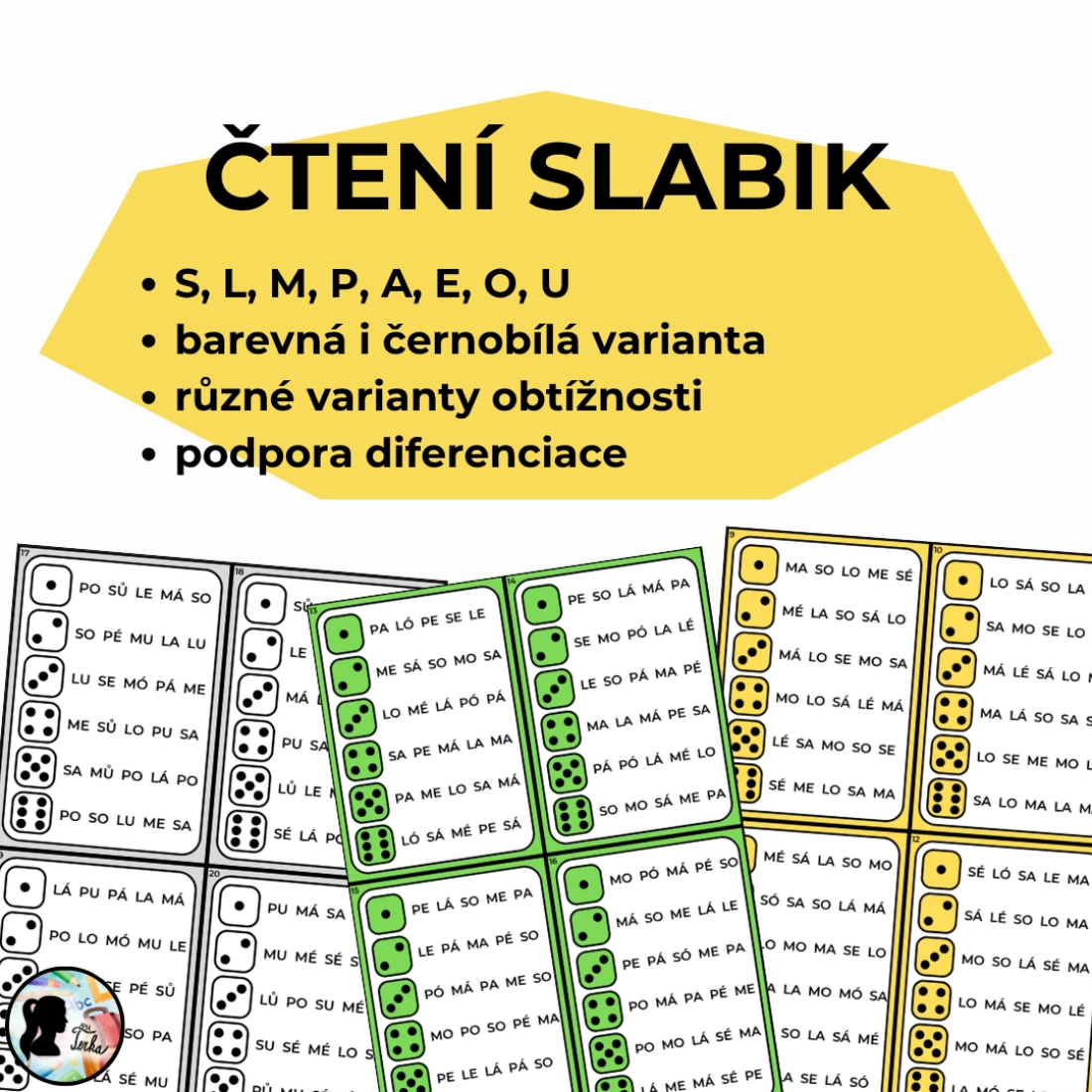 ČTENÍ SLABIK s kostkou | Učitelnice