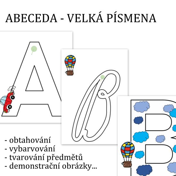 Materiál - Kostky - abeceda (písmena, obrázky)