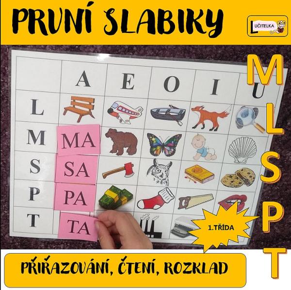 Materiál - Slabiky LA,MA,ME,LE - kartičky k přiřazování a dva pracovní ...