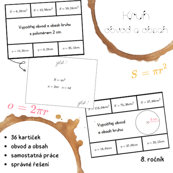 Materiál - OBVOD A OBSAH v mříži - gradované karty