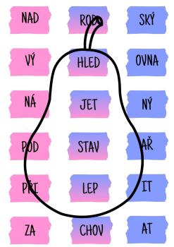 Materiál - Stavba slova - kartičky k procvičování