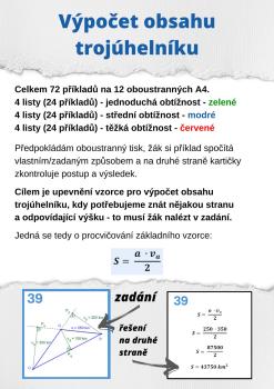 Výpočet obsahu trojúhelníku - oboustranné kartičky | Učitelnice