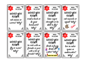 Game cards - Would you rather | Učitelnice