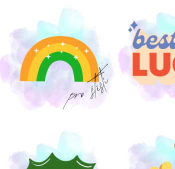 Popisky na nástěnky, samolepky "good luck" (SŠ a vyšší třídy ZŠ ...